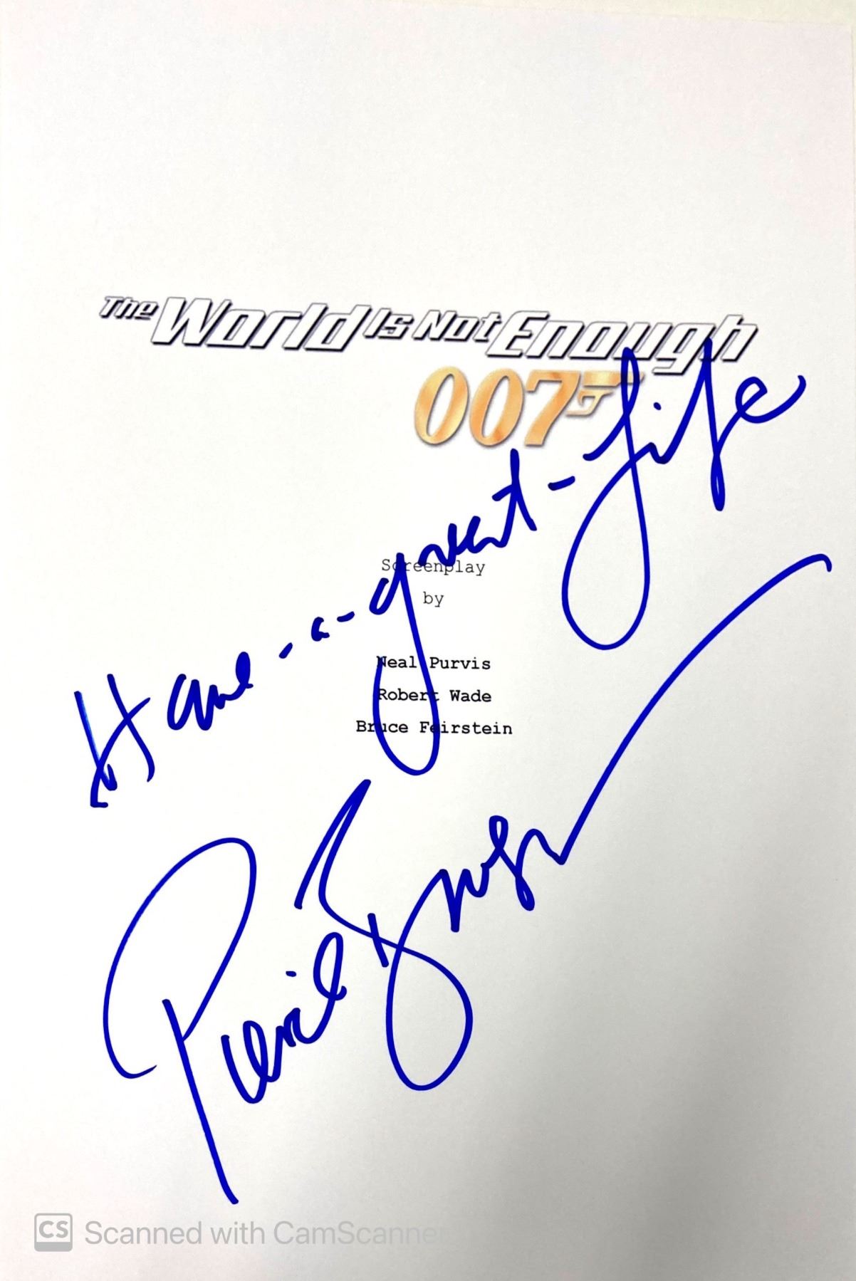 Autograph Signed Script Cover James Bond The World Is Not Enough
