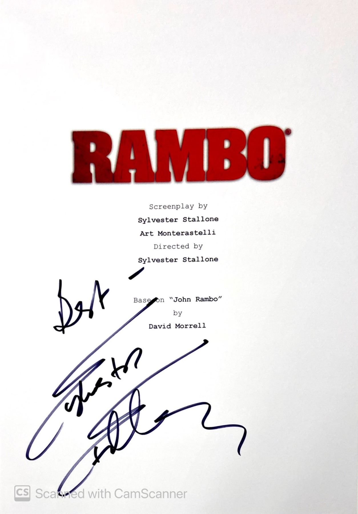 Autograph Signed Script Cover Rambo