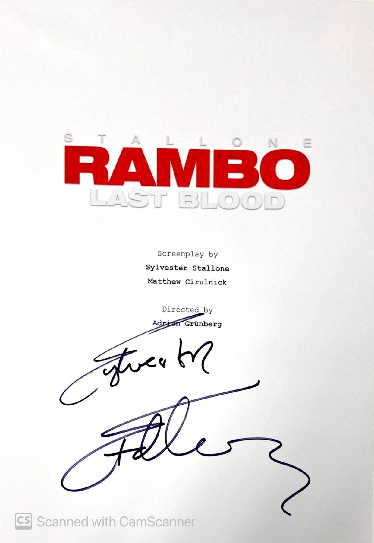 Autograph Signed Script Cover Rambo last Blood