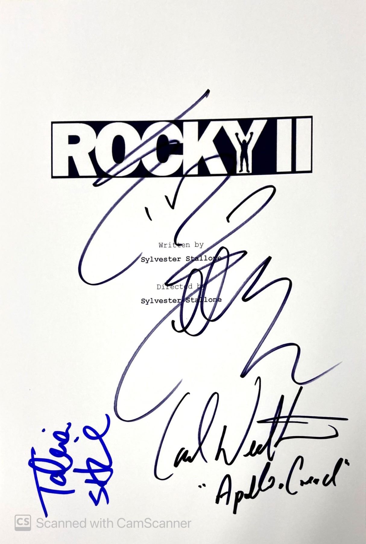 Autograph Signed Script Cover Rocky II