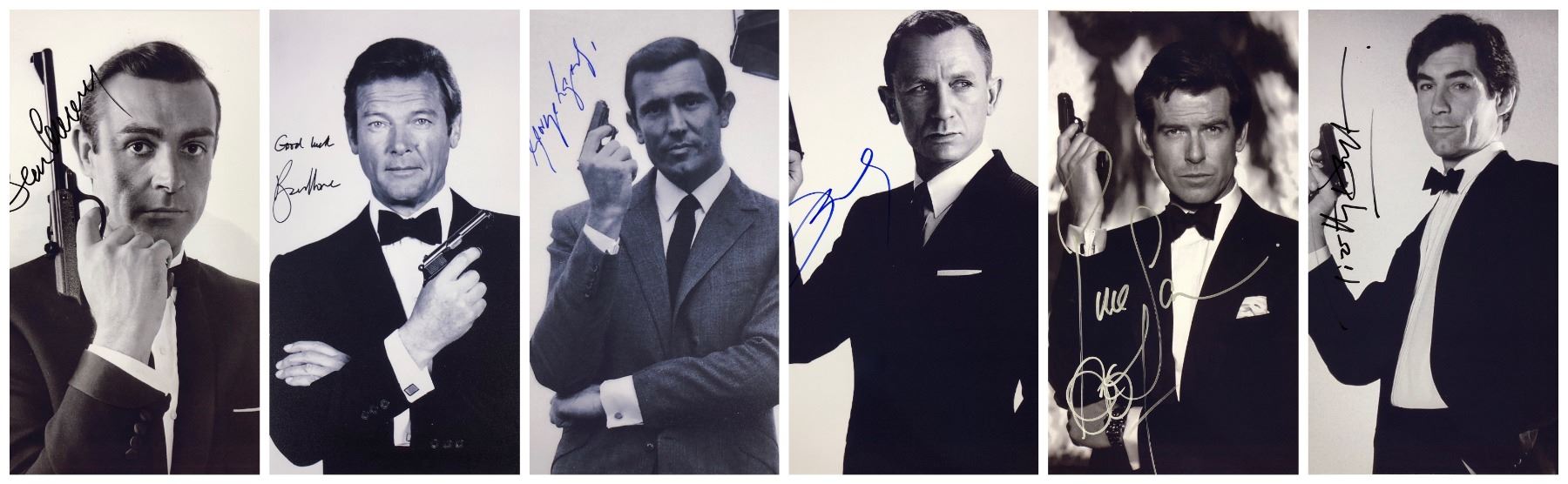 James Bond 007 Photo Black and White Set Autographed Signed