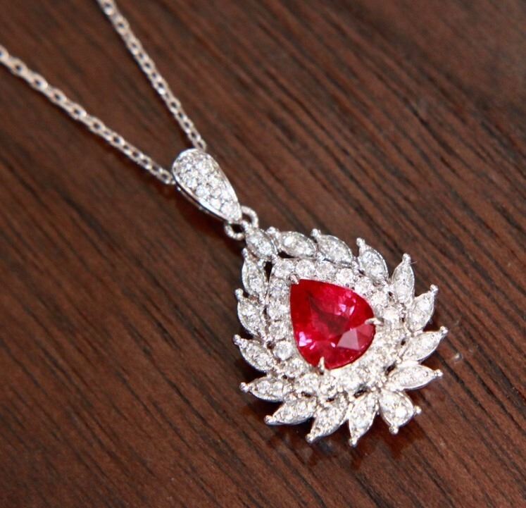 0.71ct Burmese Pigeon Blood Ruby Pendant 18k gold