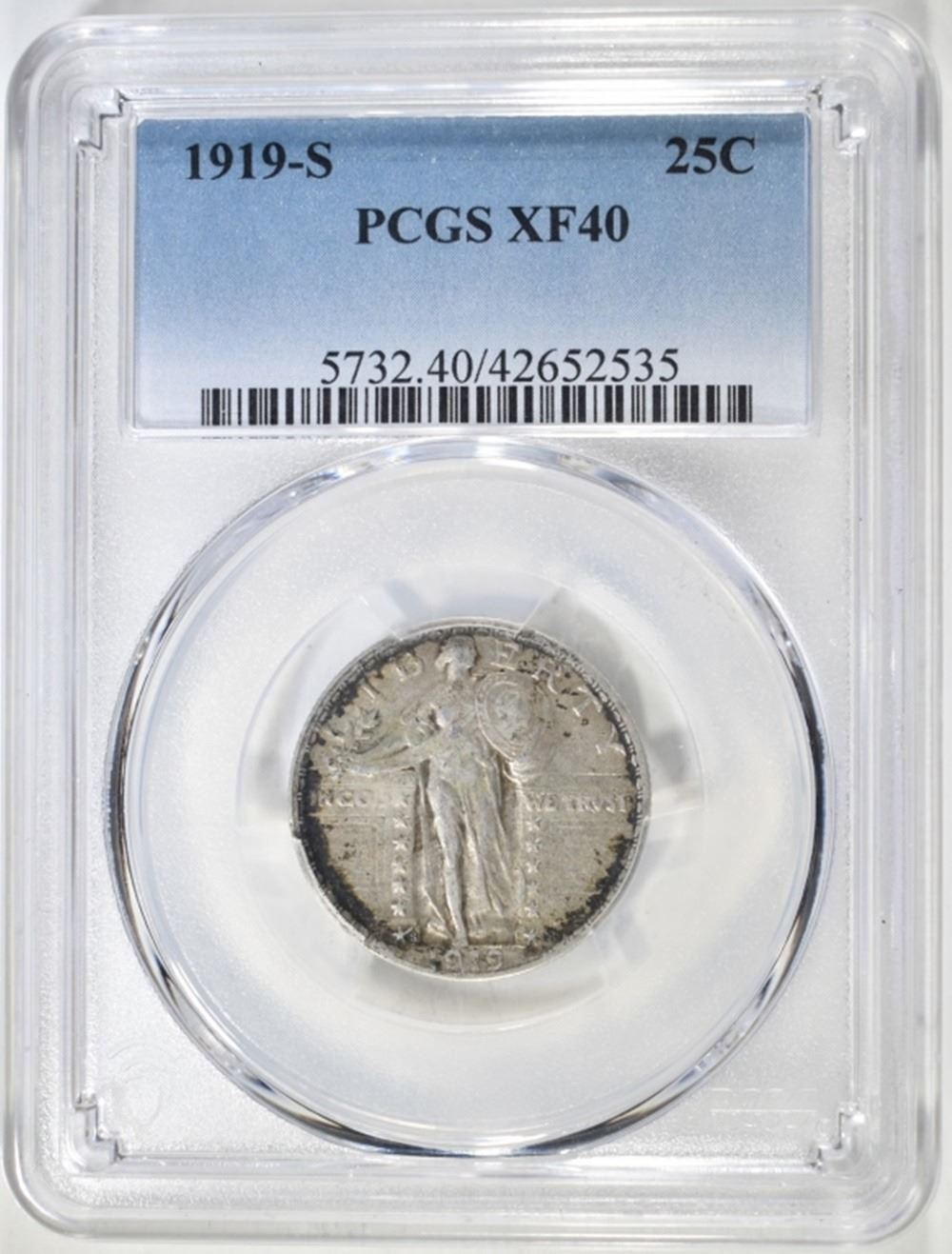 1919-S STANDING LIBERTY QUARTER PCGS XF-40