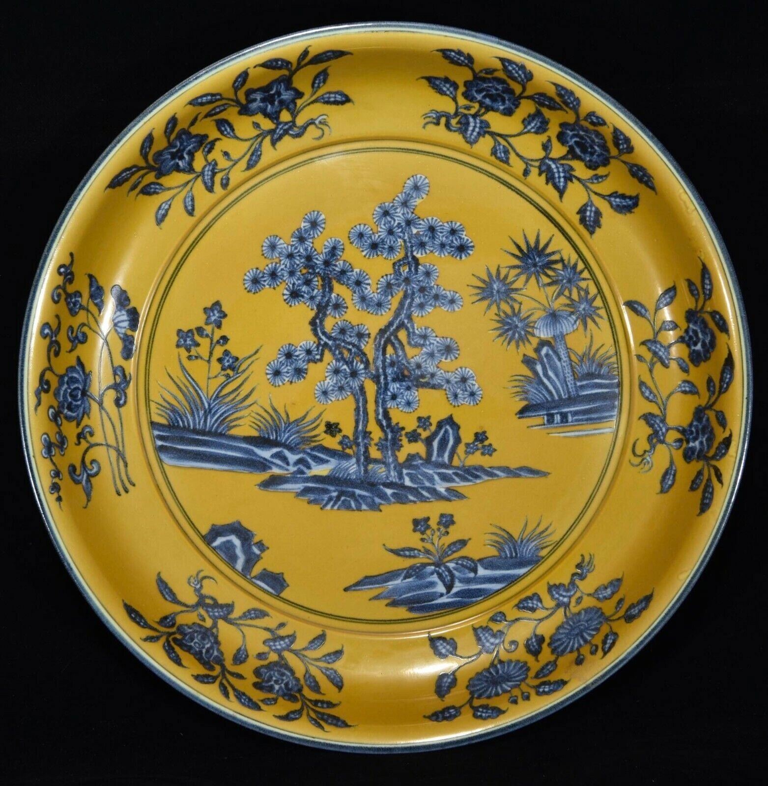 Chinese blue and yellow porcelain plate