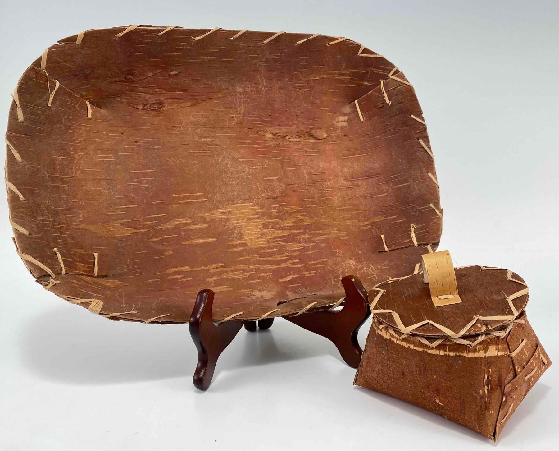 Native American Birch Bark Basket And Box