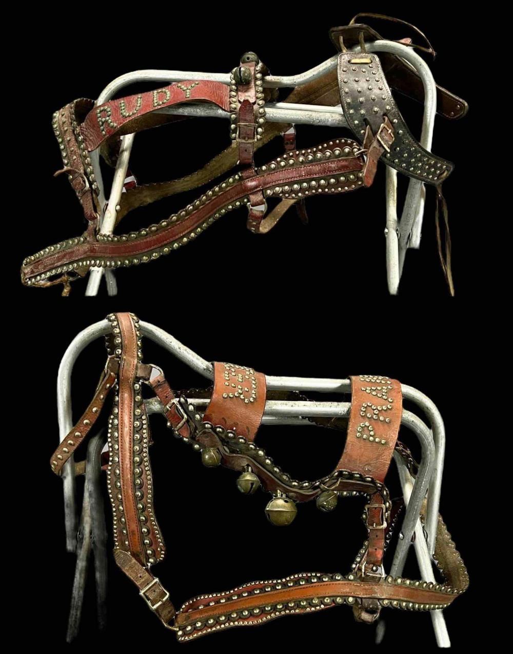 2 Santa Cruz Santa's Village Rudolph & Prancer Reindeer Harnesses