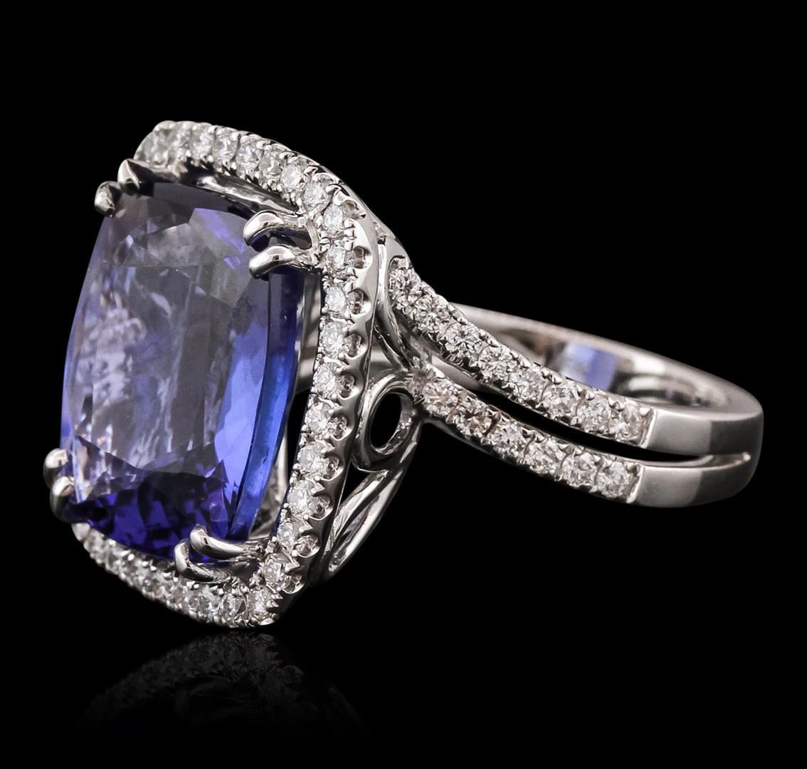 18KT White Gold GIA Certified 10.65 ctw Tanzanite and Diamond Ring
