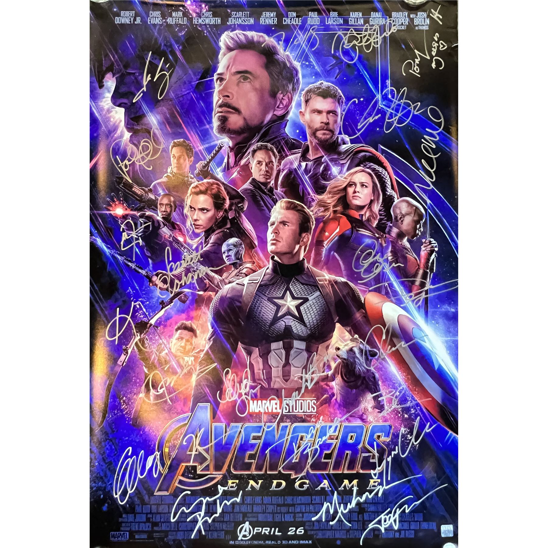 Avengers Endgame cast signed movie poster Avengers Endgame cast signed movie poster