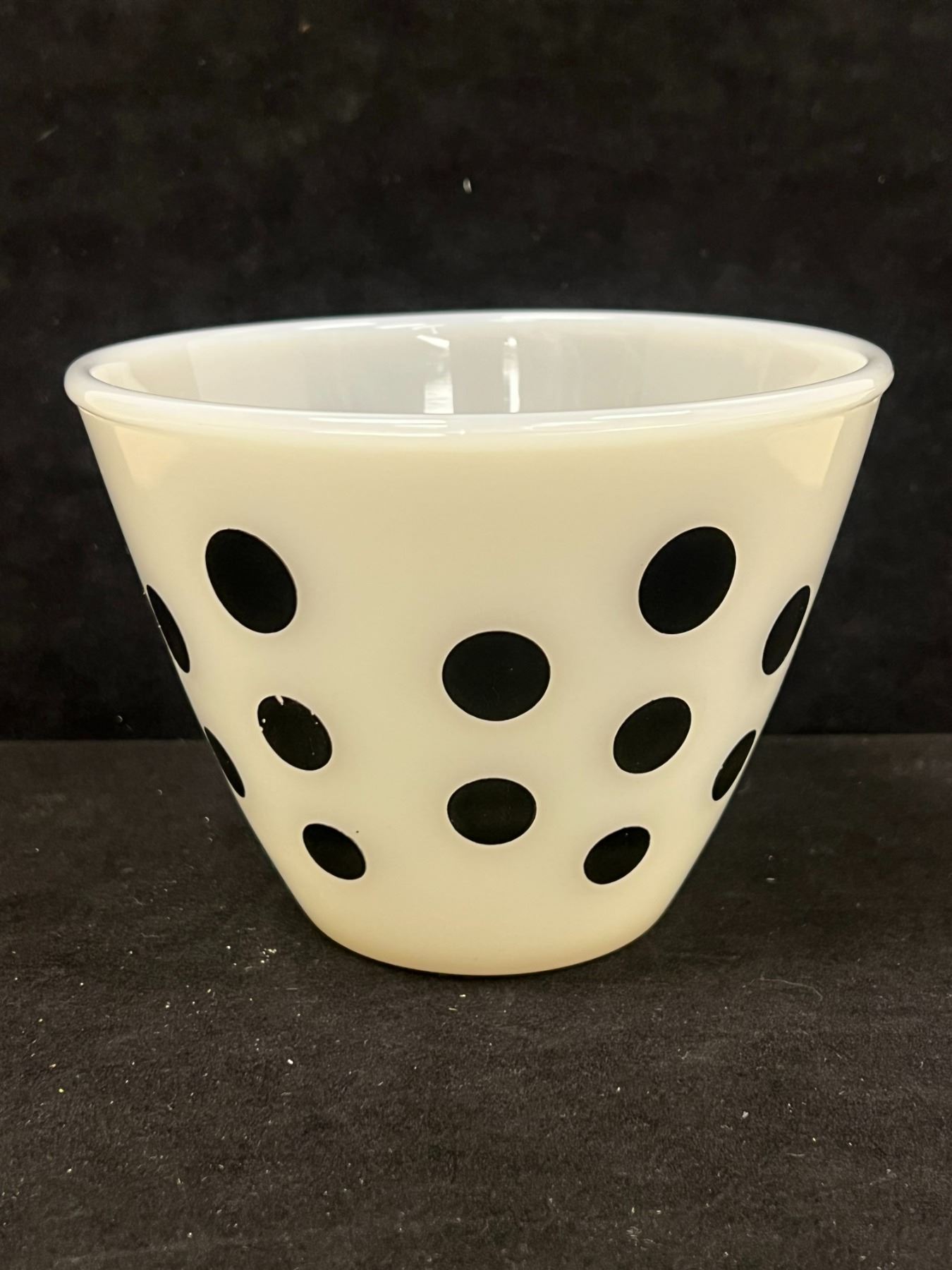 HTF Fire King Black Dots Splashproof Mixing Bowl 5.5"