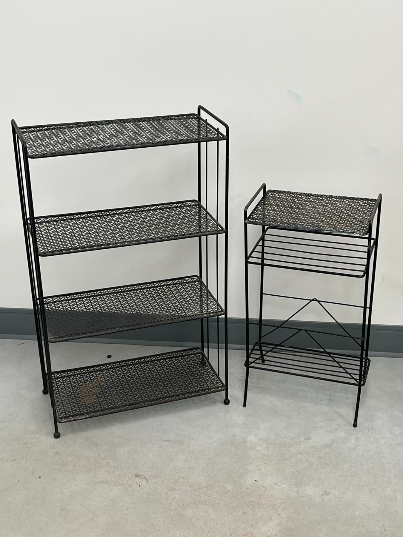 Vintage Mid Century Punched Black Metal Shelves - larger approx: 19 ...