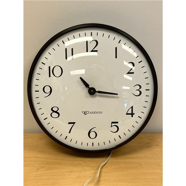 Vintage Edwards Industrial / School Electric Wall Clock 13"
