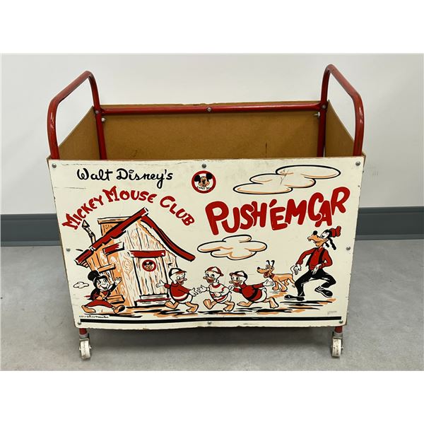 Vintage Walt Disney's Mickey Mouse Club Push 'Em Car Toy Cart Box ...
