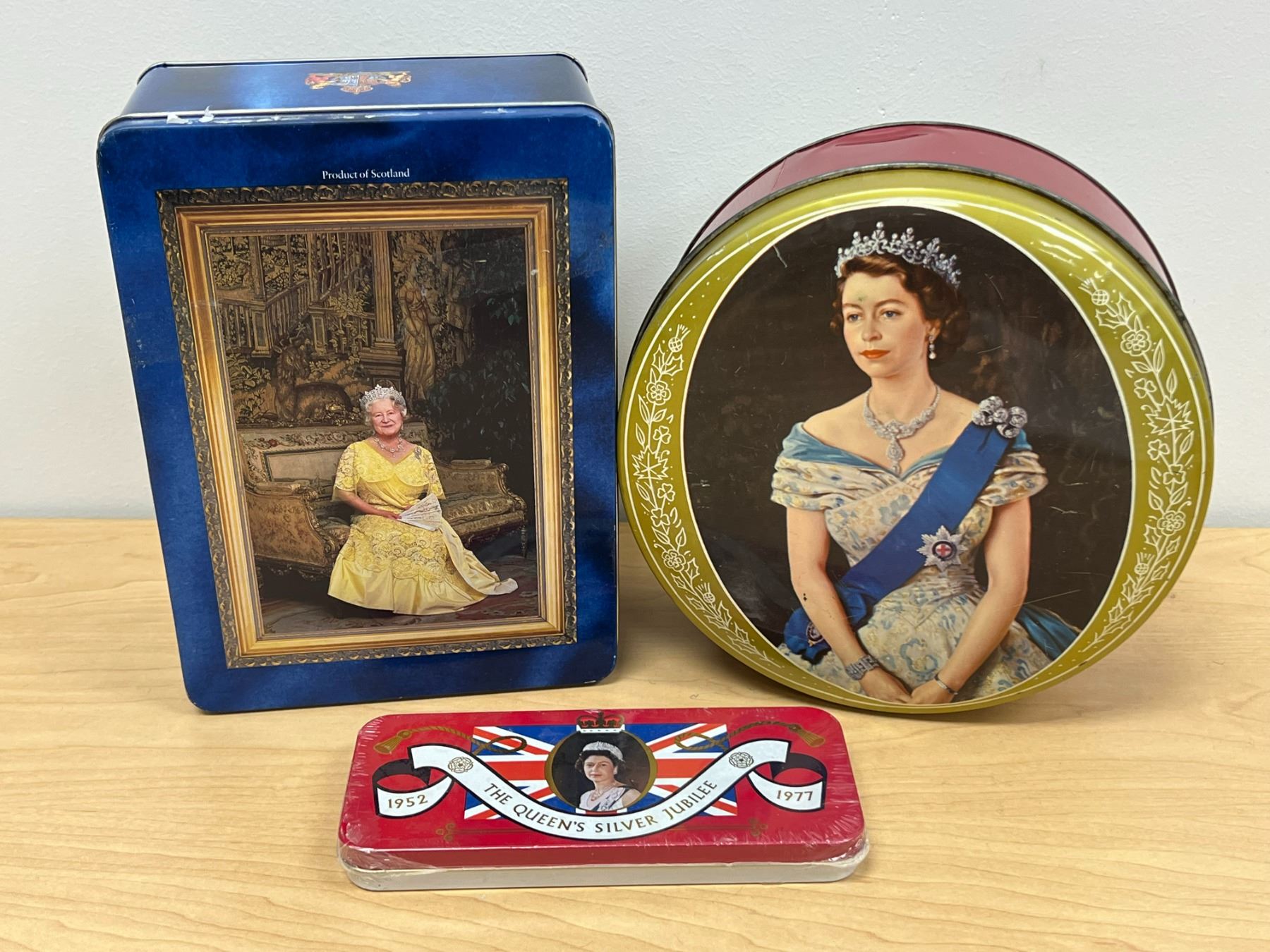 3 Vintage Queen Elizabeth Collector Cookie / Candy Tins