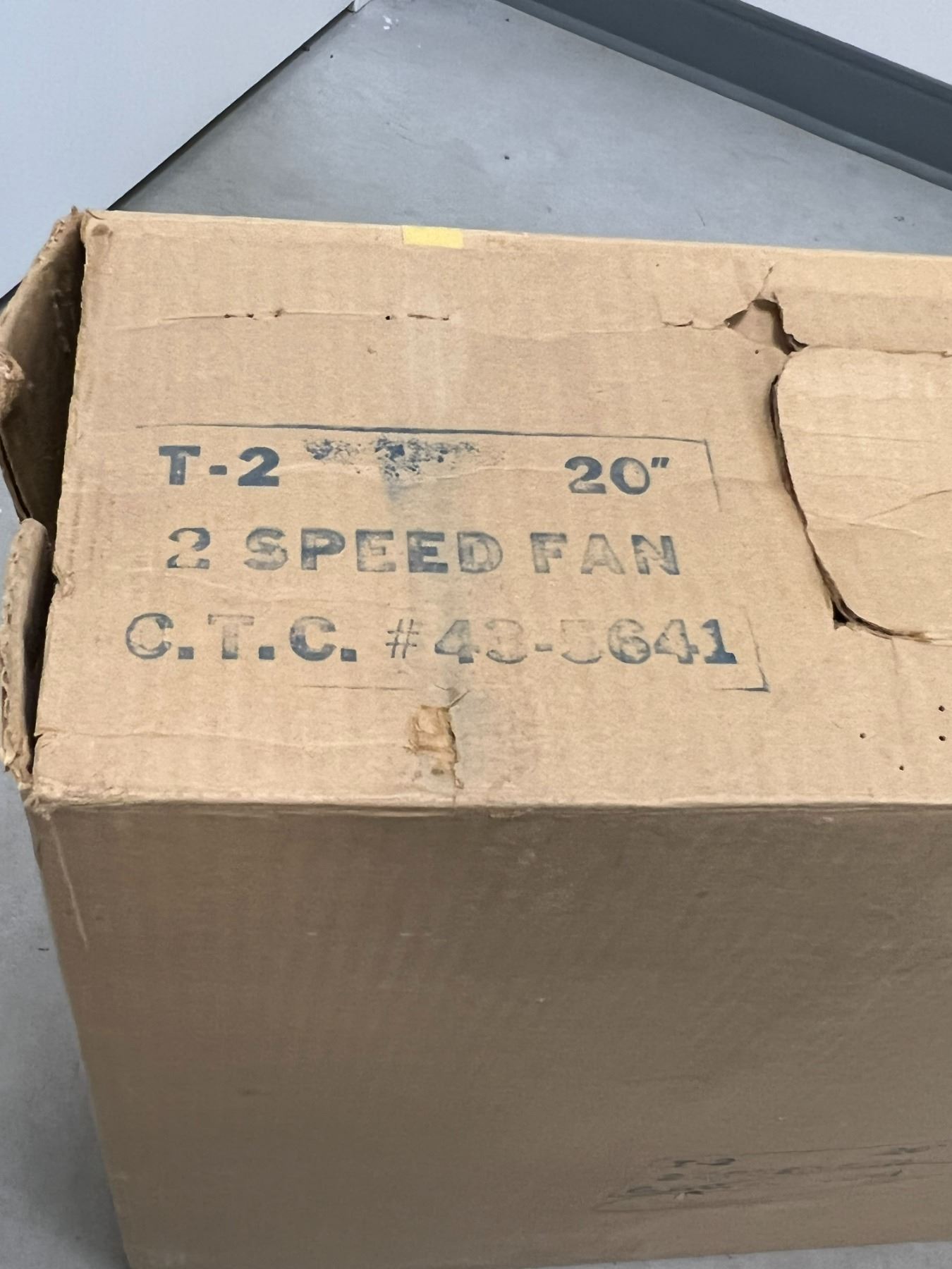 Vintage Torcan 20" Two Speed Box Fan w/ original Box