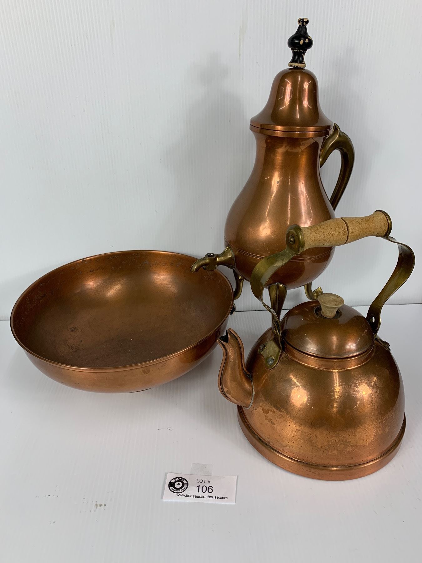 3 Vintage Copper Collectibles.Vintage Venetian Copper Bowl. Marked ...