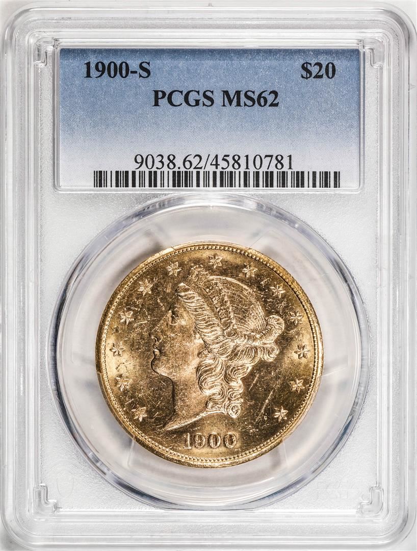 1900-S $20 Liberty Head Double Eagle Gold Coin PCGS MS62