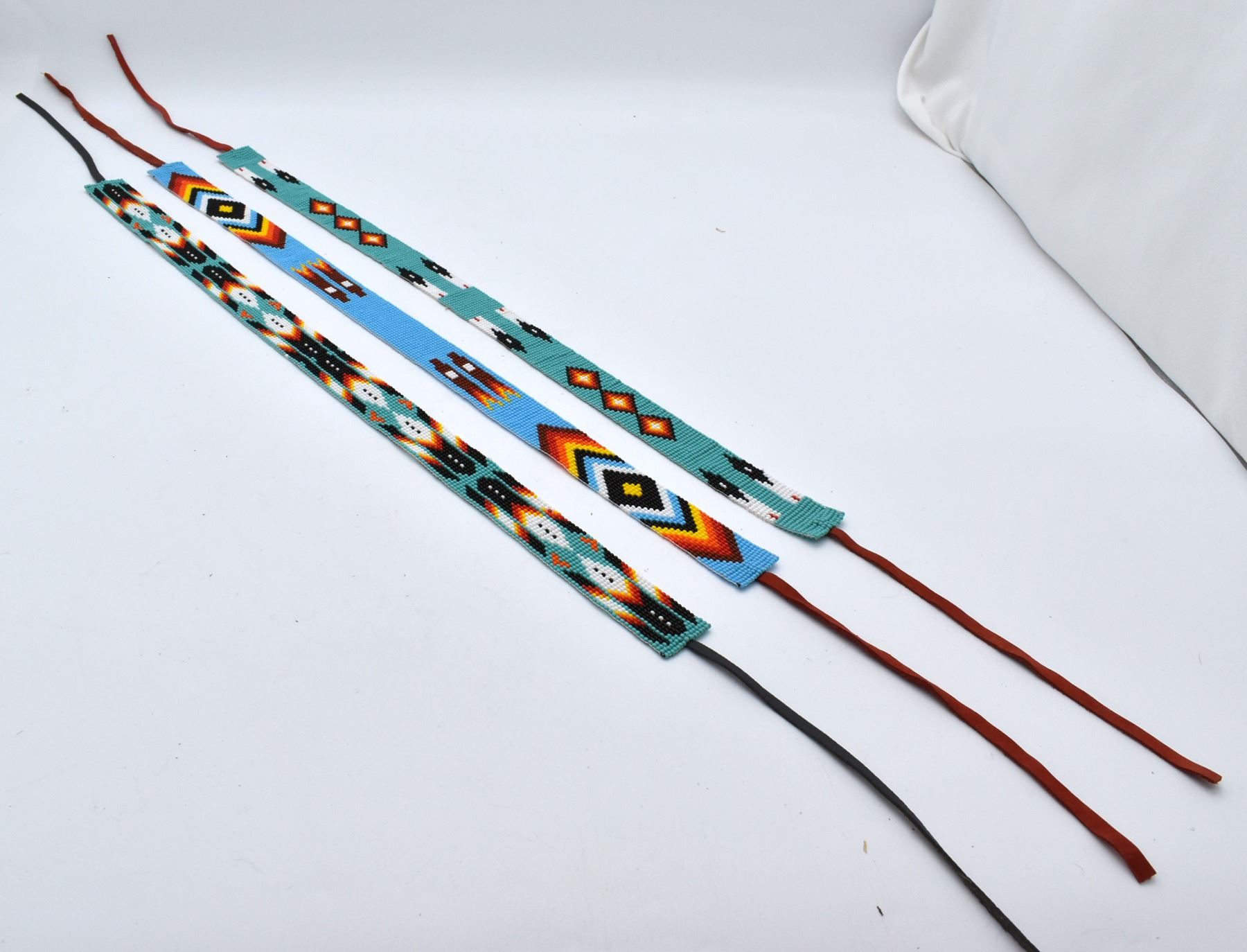 3 Native American Beaded Headbands