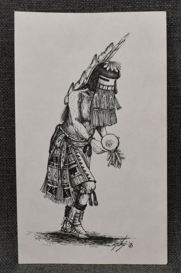 HOPI INDIAN LONG HAIR KACHINA SKETCH BY NEIL DAVID