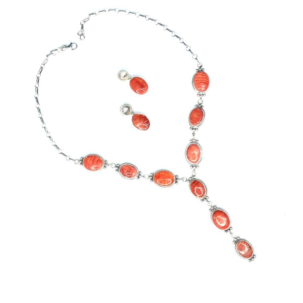 Rare Bea Tom Navajo Spiny Oyster Necklace & Earrings Set