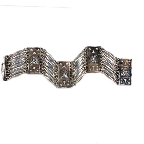 Mexico Vintage Aztec Sterling Silver Link Bracelet