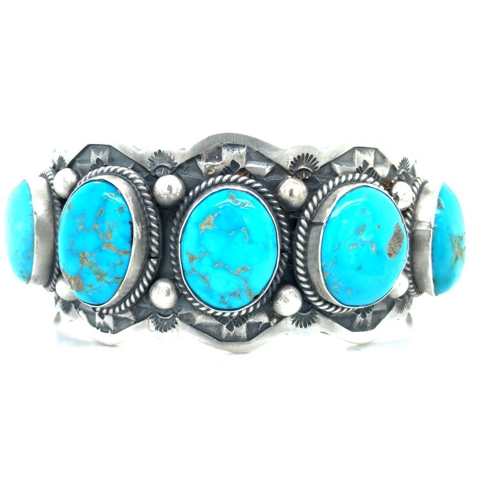 Navajo J Nelson Handmade Blue bird Turquoise Cuff
