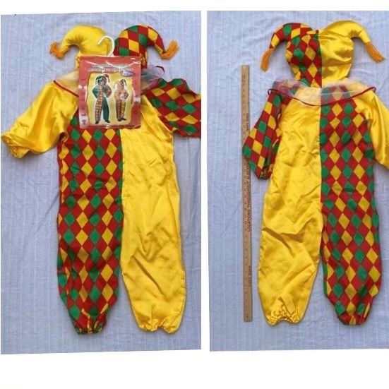 NEW: CHILDRENS ONESIE STYLE LINED SATIN JESTER HALLOWEEN COSTUME WITH ...