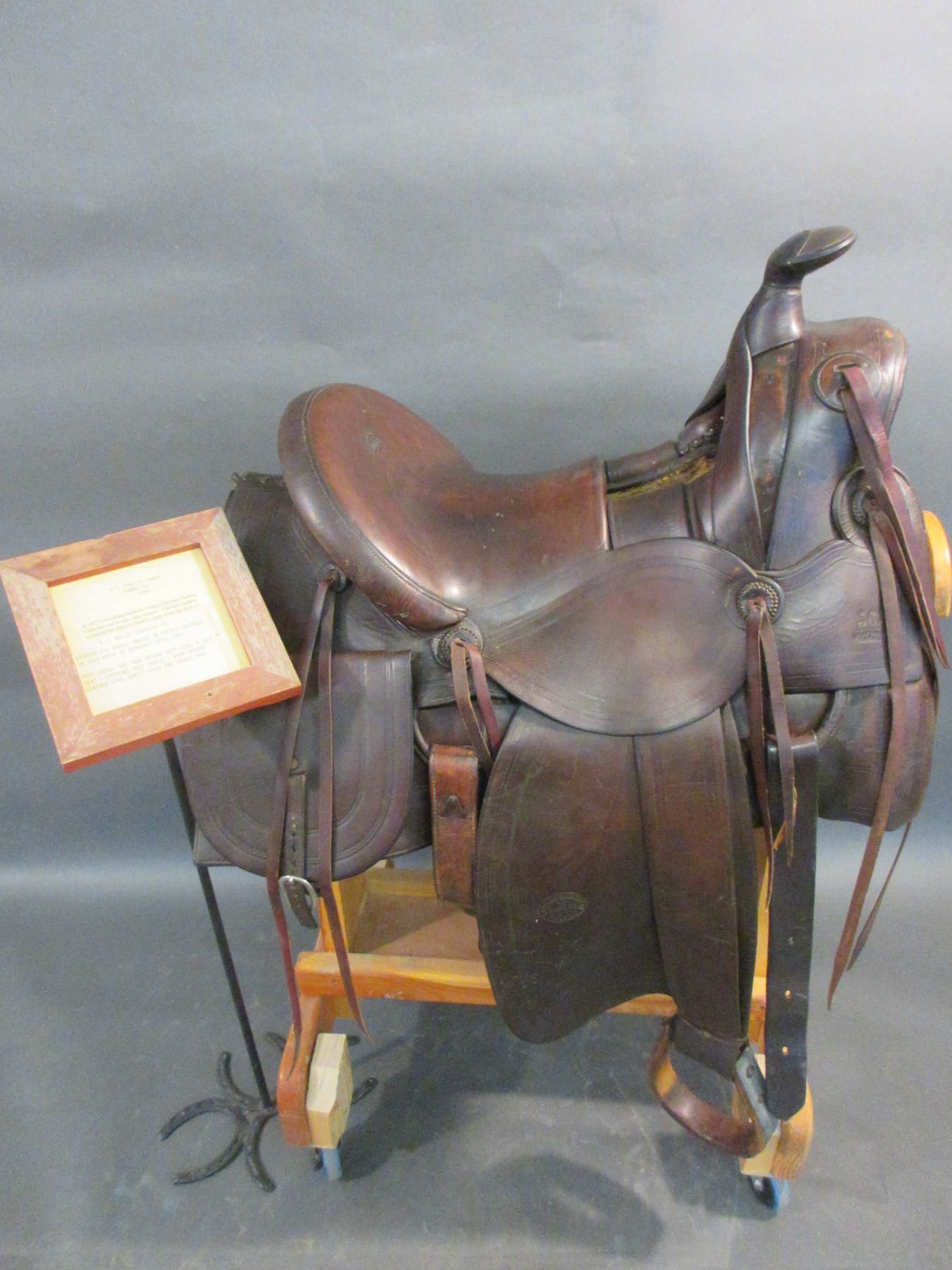 Marked SC Gallup Saddlery Co Makers Pueblo Half Seat Slick Fork Saddle ...