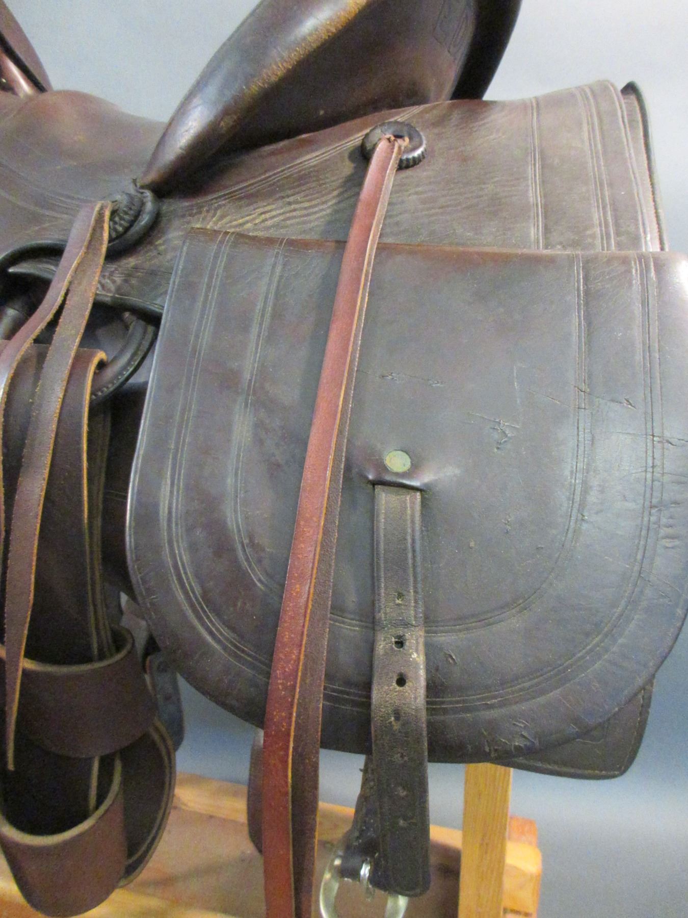 Marked SC Gallup Saddlery Co Makers Pueblo Half Seat Slick Fork Saddle ...