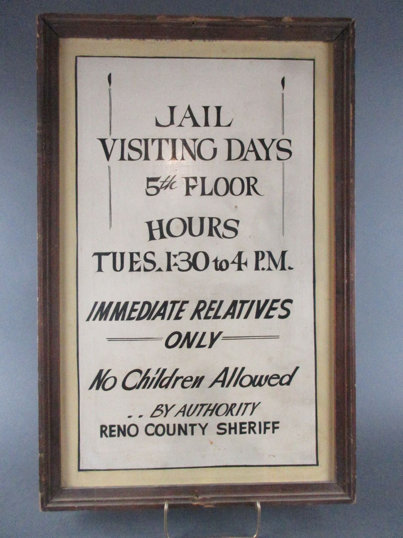 Jail Visiting Days Reno County KS Poster- 27" X 18"