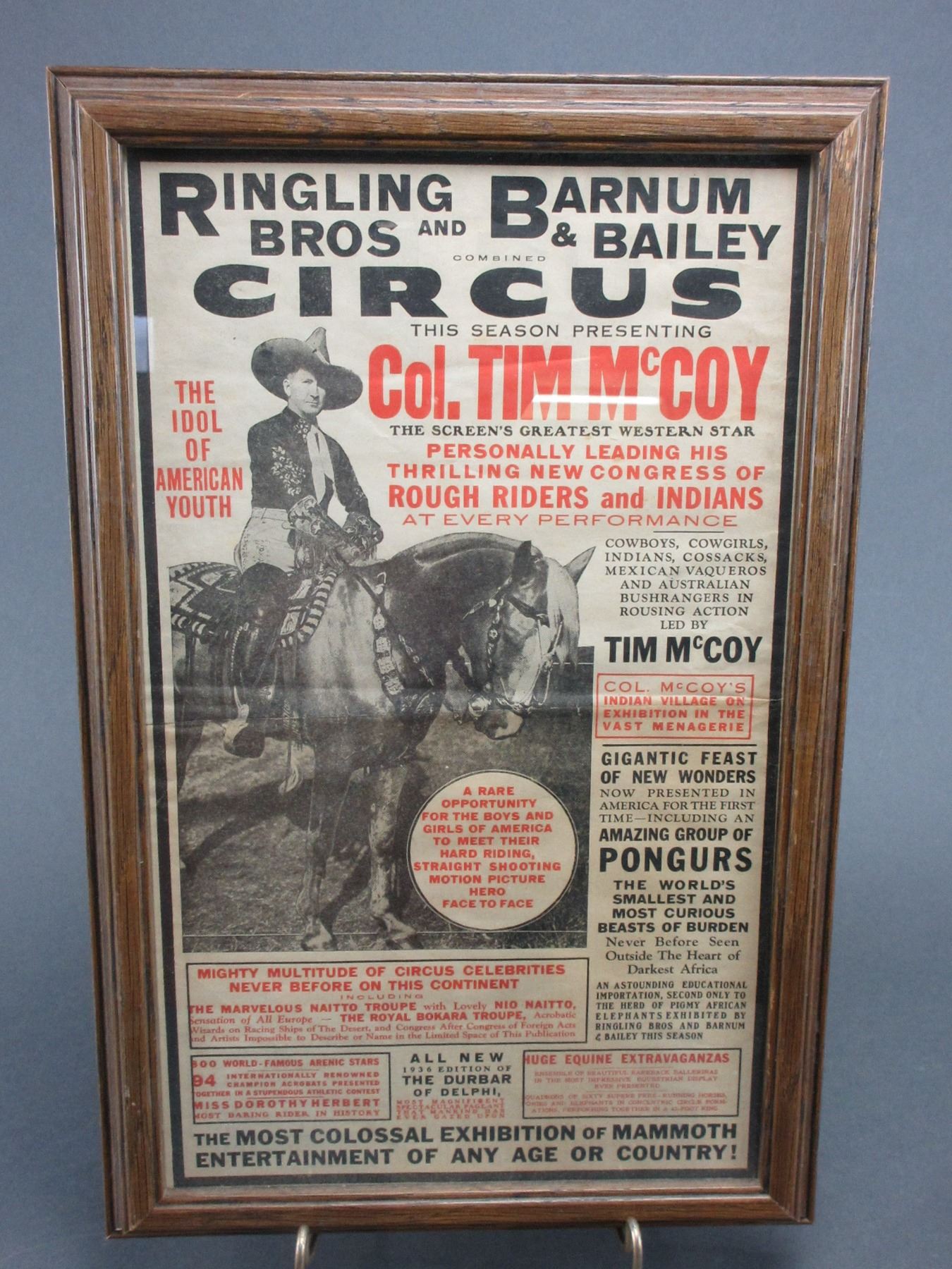 Ringling Bros And Barnum + Bailey Poster- Starring Col Tim McCoy