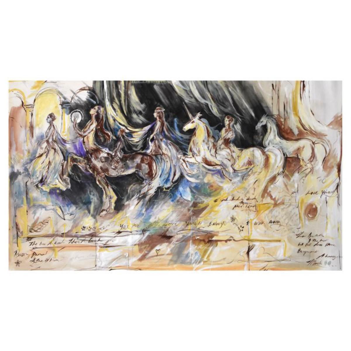 Marta Wiley, Original Mixed Media Painting on Canvas (64" x 36"), Hand ...