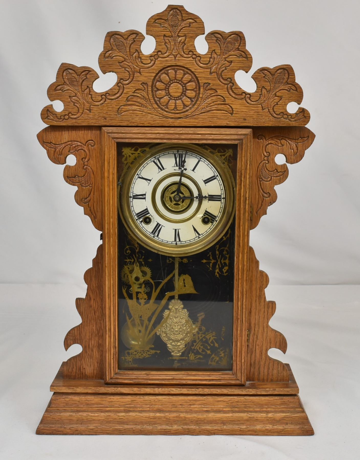 Antique Sessions Victorian Oak Gingerbread Clock