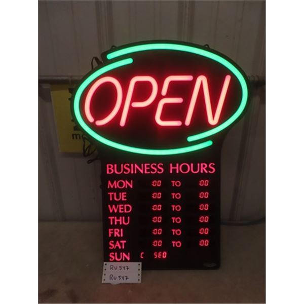 LED Open Sign With Business Hours Working LED Open Sign With Business Hours Working