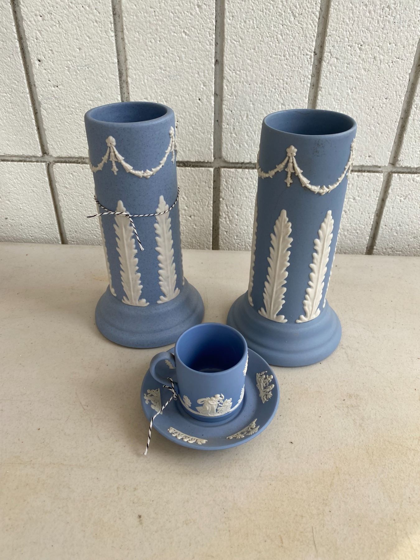 Wedge wood cup and saucer and Ecanada art pottery