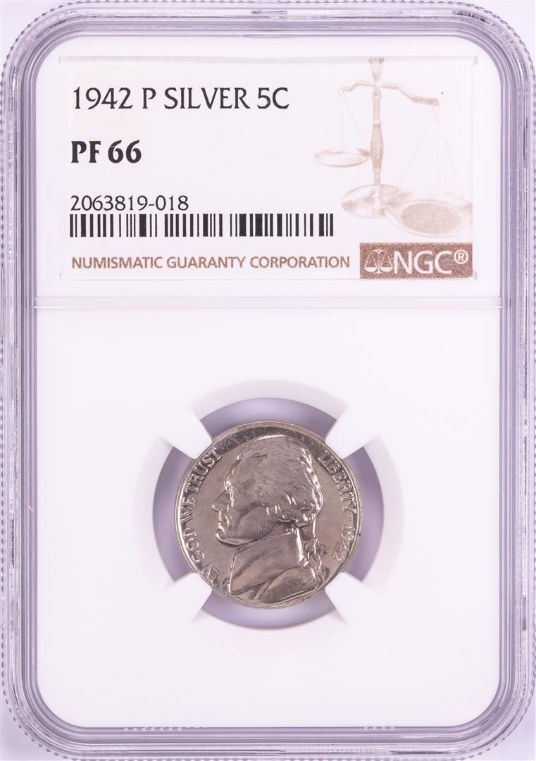 1942-P Proof Jefferson Silver Nickel Coin NGC PF66