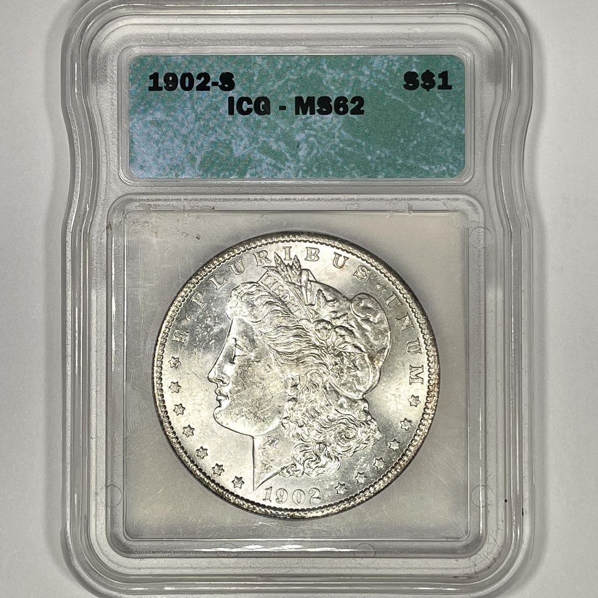 1902-S Morgan Silver Dollar ICG-MS62