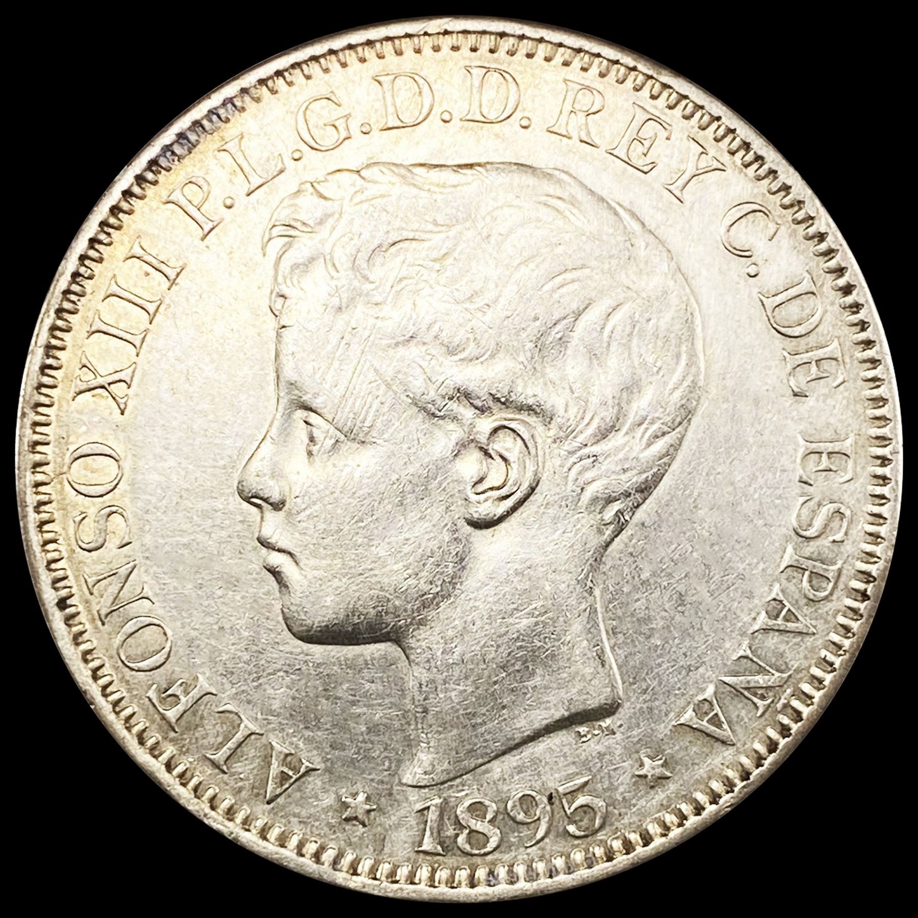 1895 Puerto Rico Silver 1 Pesos UNCIRCULATED