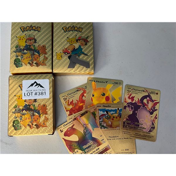 *NEW* Lot of 4 Packs of Fan Art Gold Foil Pokemon Cards