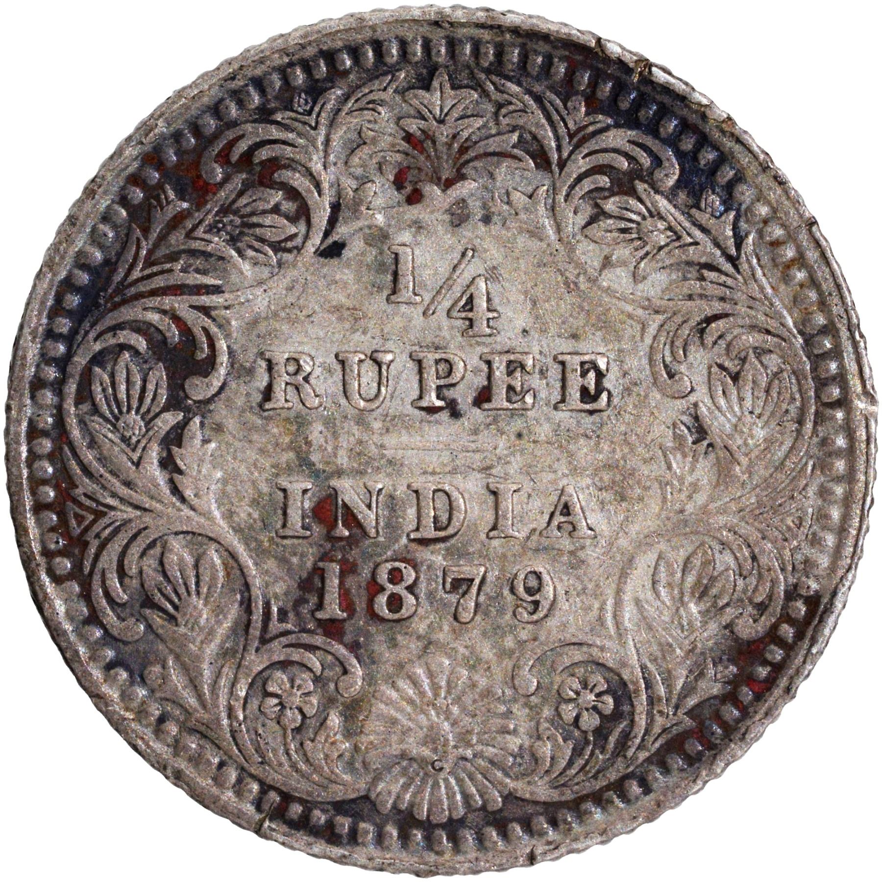 Rare Silver Quarter Rupee Coin of Victoria Empress of Calcutta Mint of ...