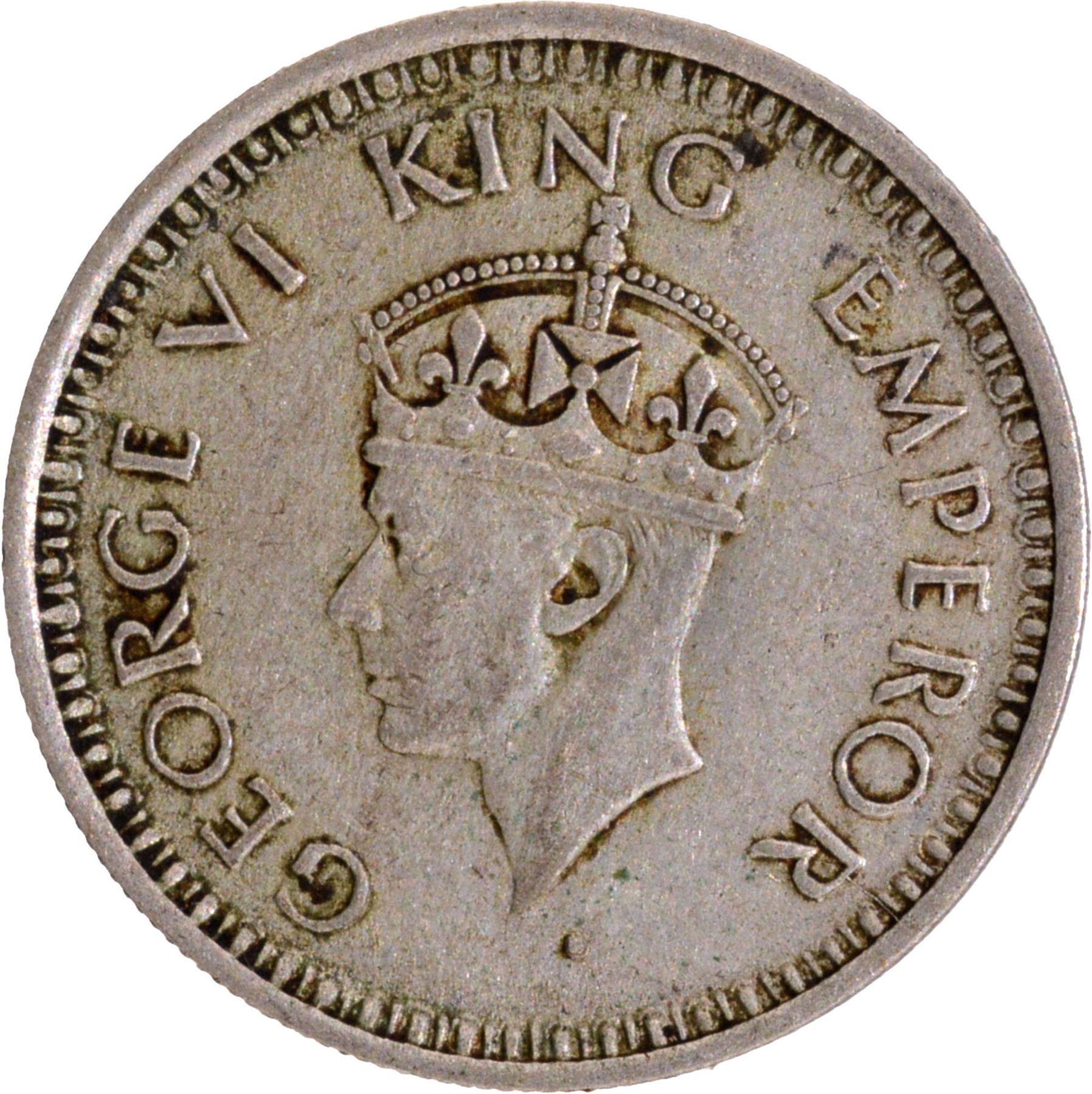 Milled Edge Silver Quarter Rupee Coin of King George VI of Bombay Mint ...