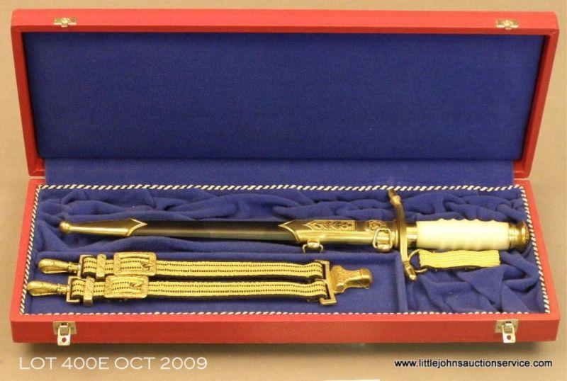 Cased East German Army officer's dagger and hanger. Est. $250 - $500