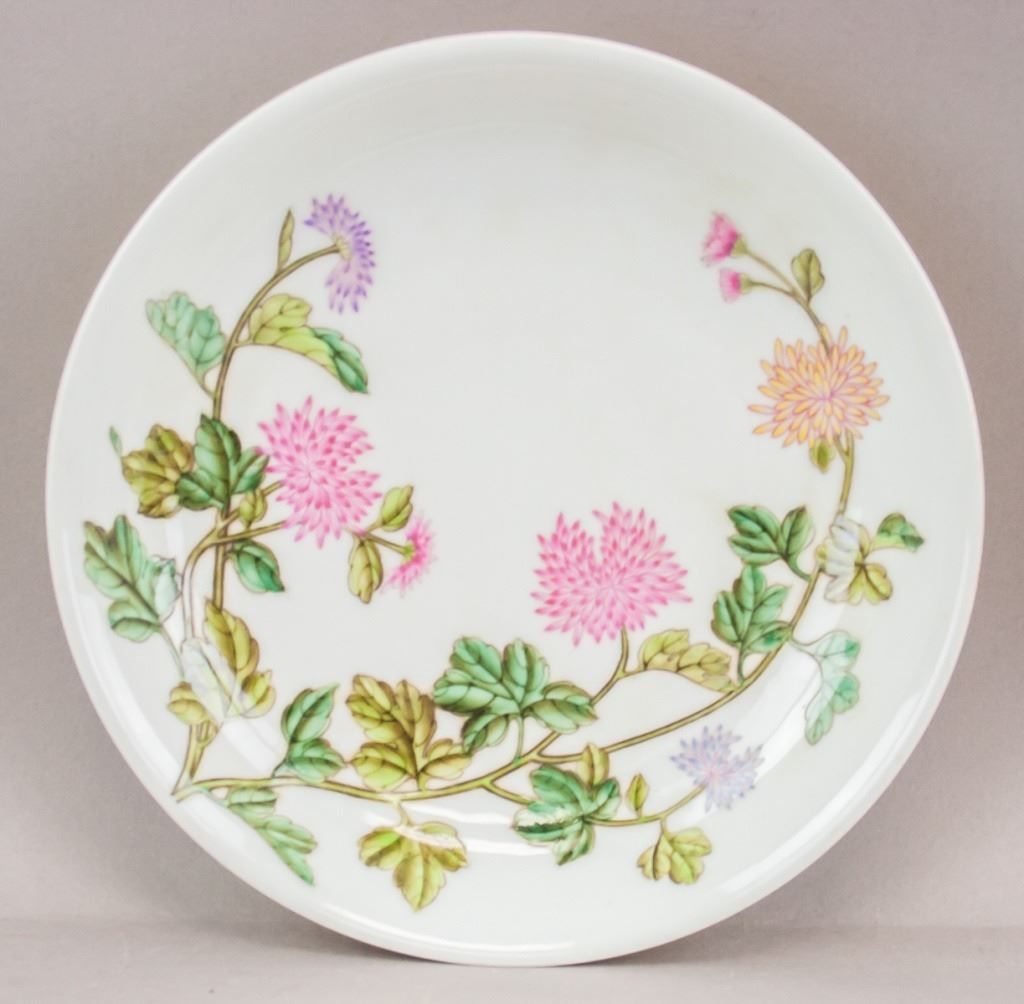 Chinese Porcelain Plate Imperial Yellow w/ Flowers