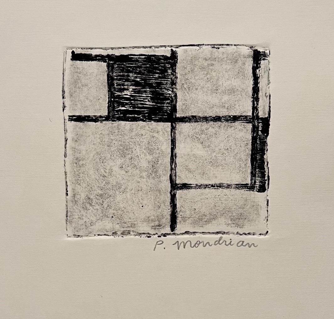 Piet Mondrian linocut etching on paper Dutch Abstract