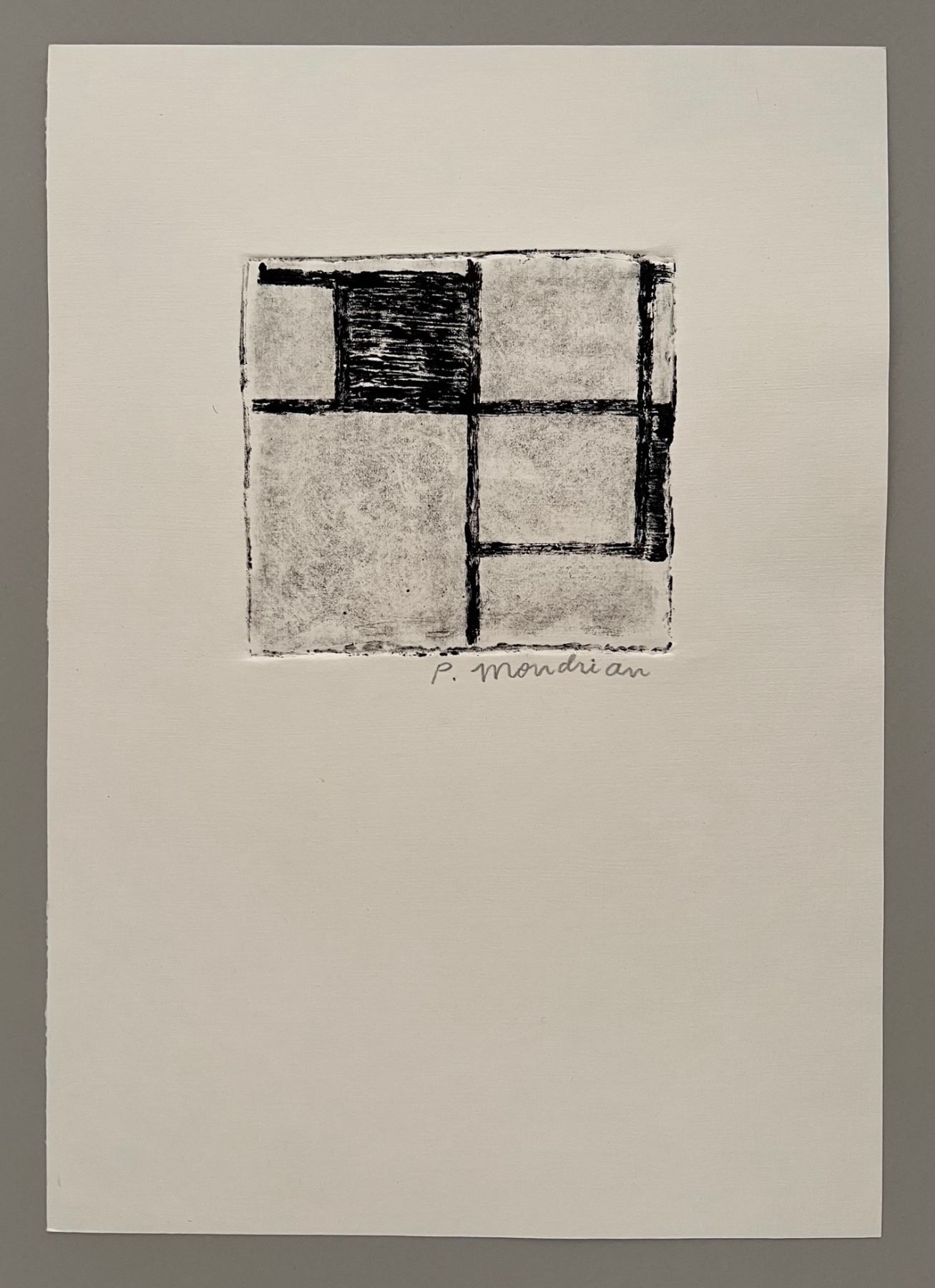 Piet Mondrian linocut etching on paper Dutch Abstract