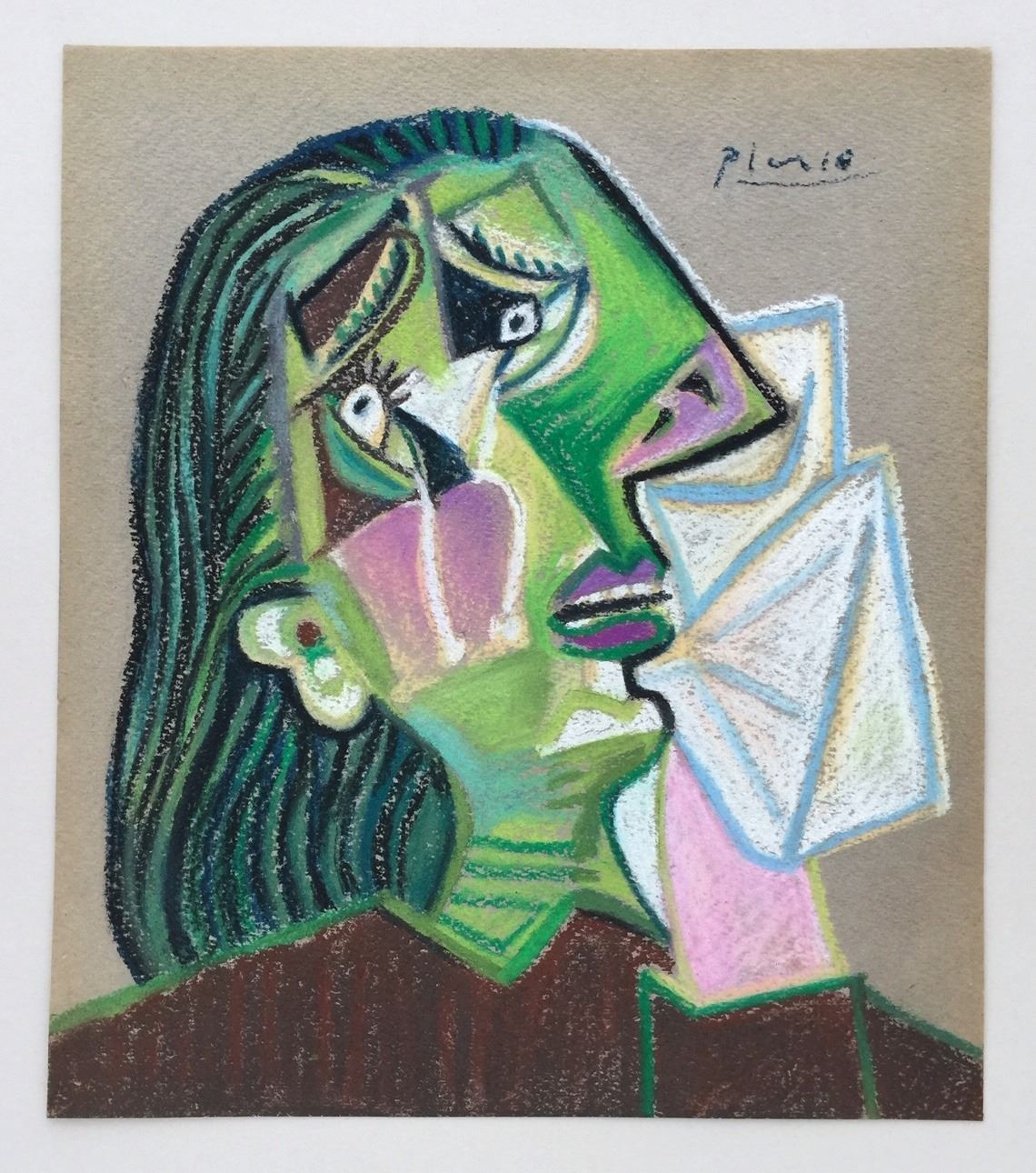 Pablo Picasso pastel on paper Cubism crying woman