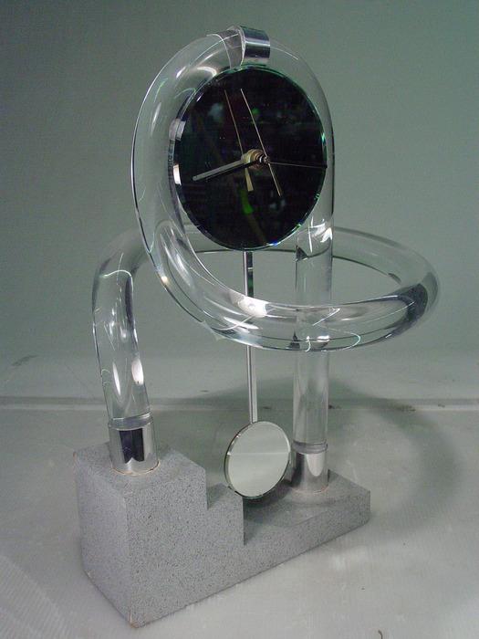 Vintage 1980's Modern Art Bent Acrylic Tube Clock