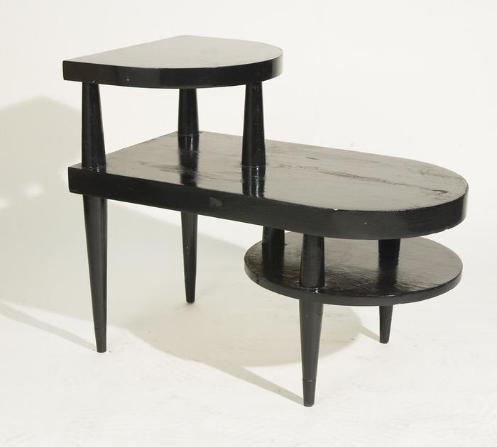 1950's Mid Century Black Painted Atomic 3-Tier Night Stand