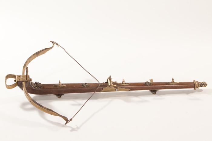 Decorative Wall Art Brass and Wood Sea Crossbow 35" Long