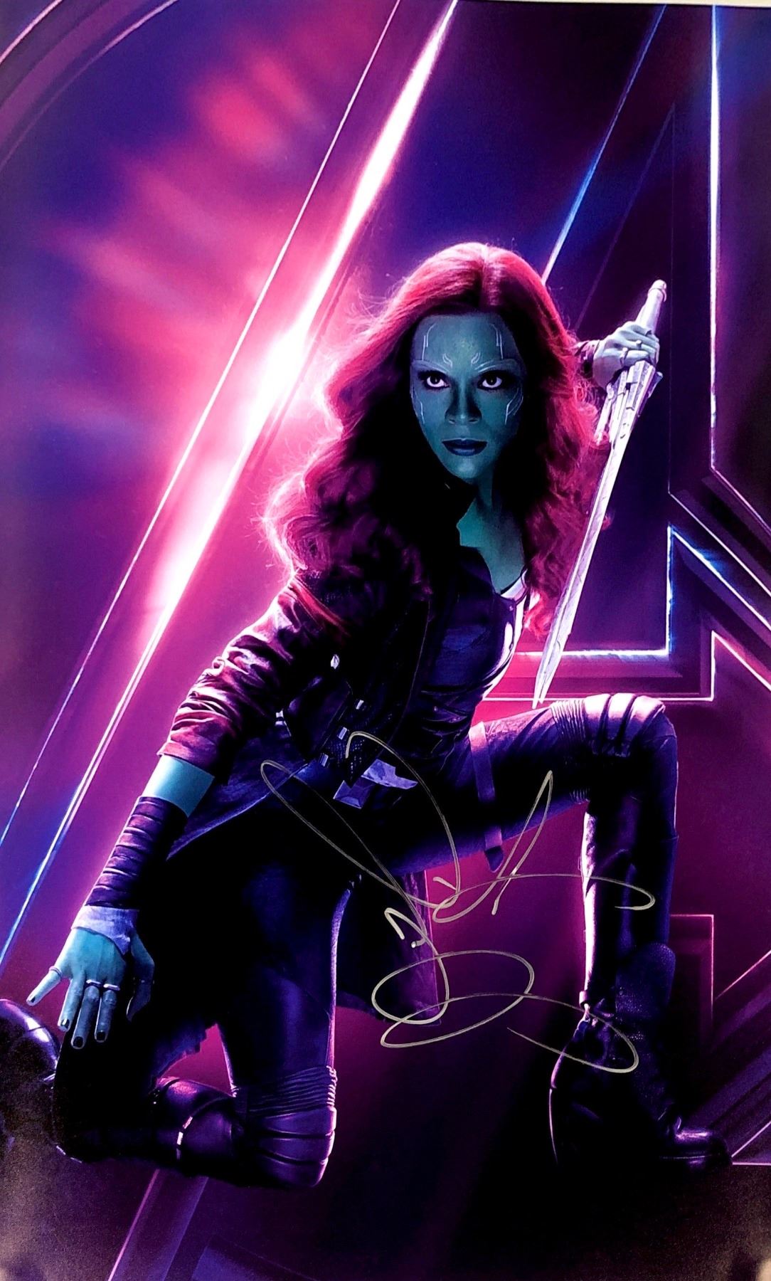 Zoe Saldana Autograph Signed Avengers Gamora Poster