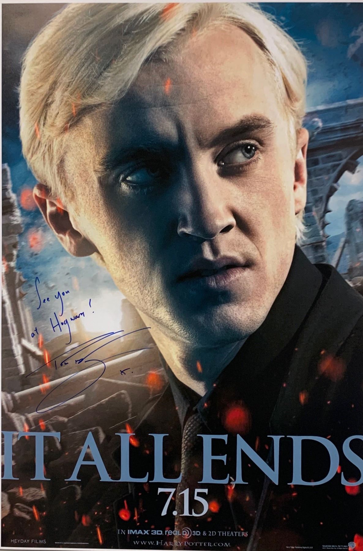 Tom Felton Autograph Signed Harry Potter Poster